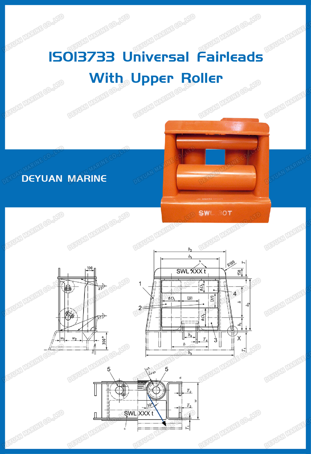 Four Roller Fairlead ISO13733 Universal Fairleads from China manufacturer - China Deyuan Marine